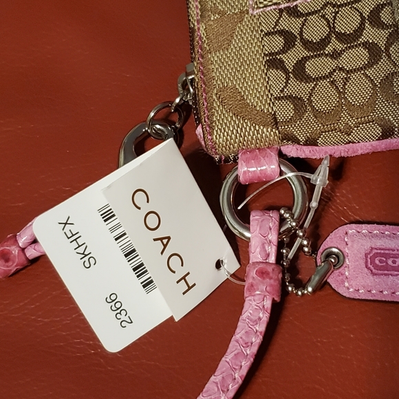 Coach | Bags | Coach Patchwork Pink Snakeskin Wristlet | Poshmark